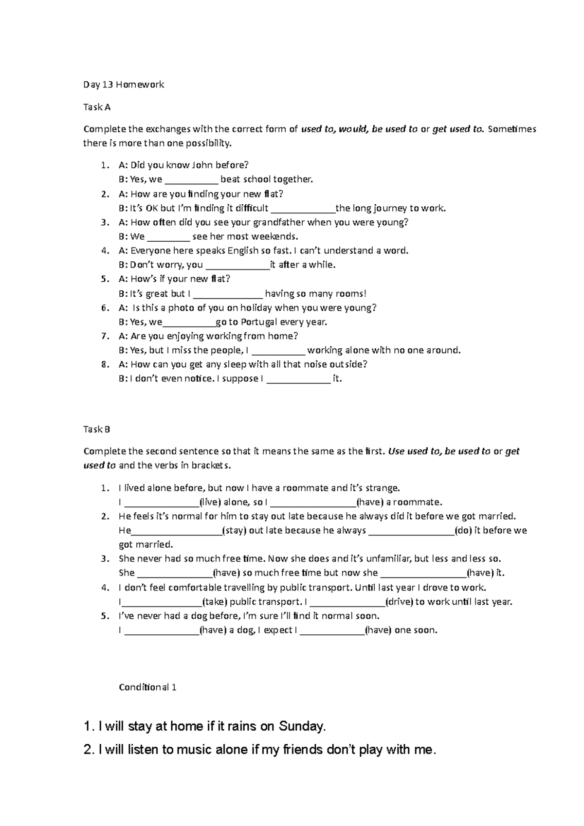 Day 13 homework[ 386] - english - Day 13 Homework Task A Complete the ...
