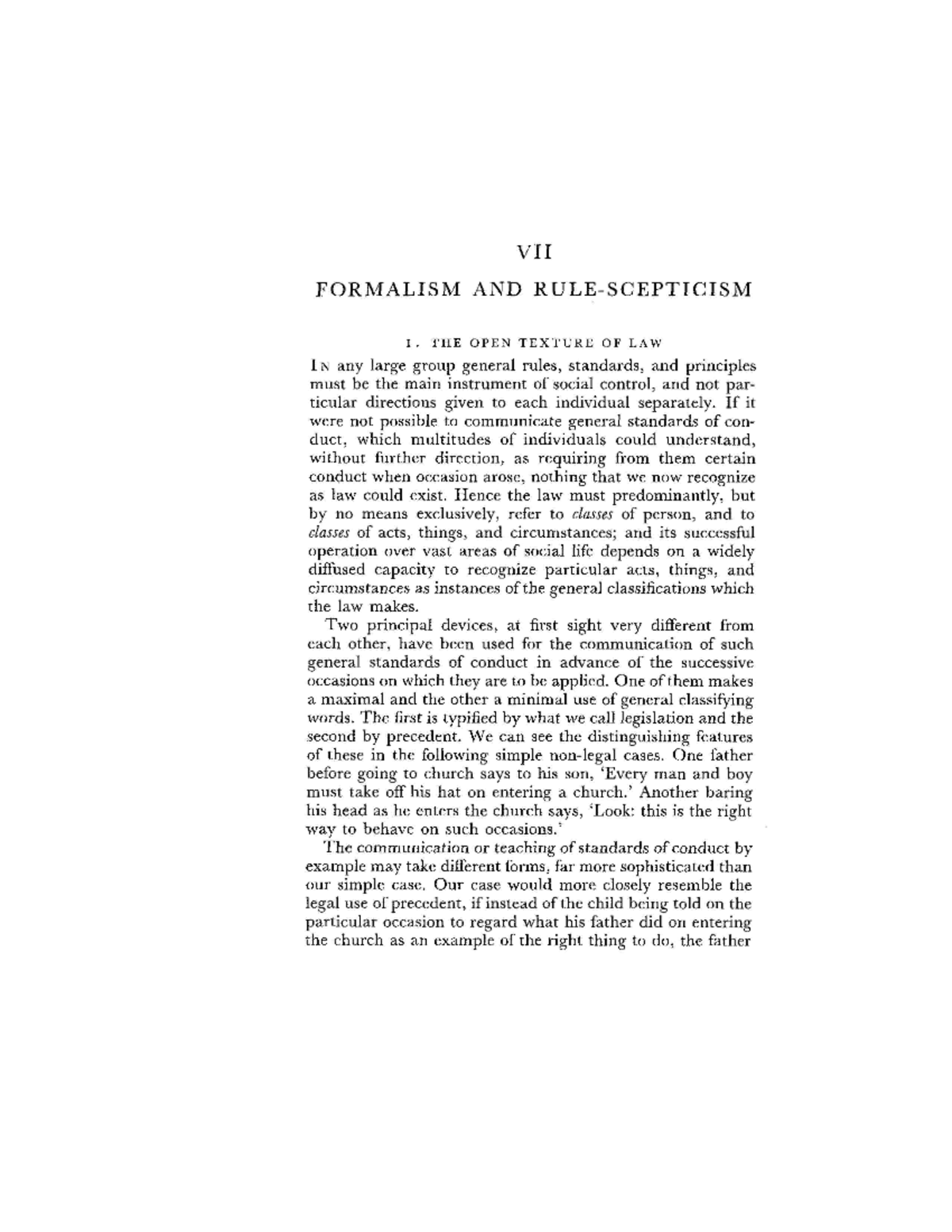 Concept of Law - Chapter VII Formalism and Rule-Scepticism - VII ...