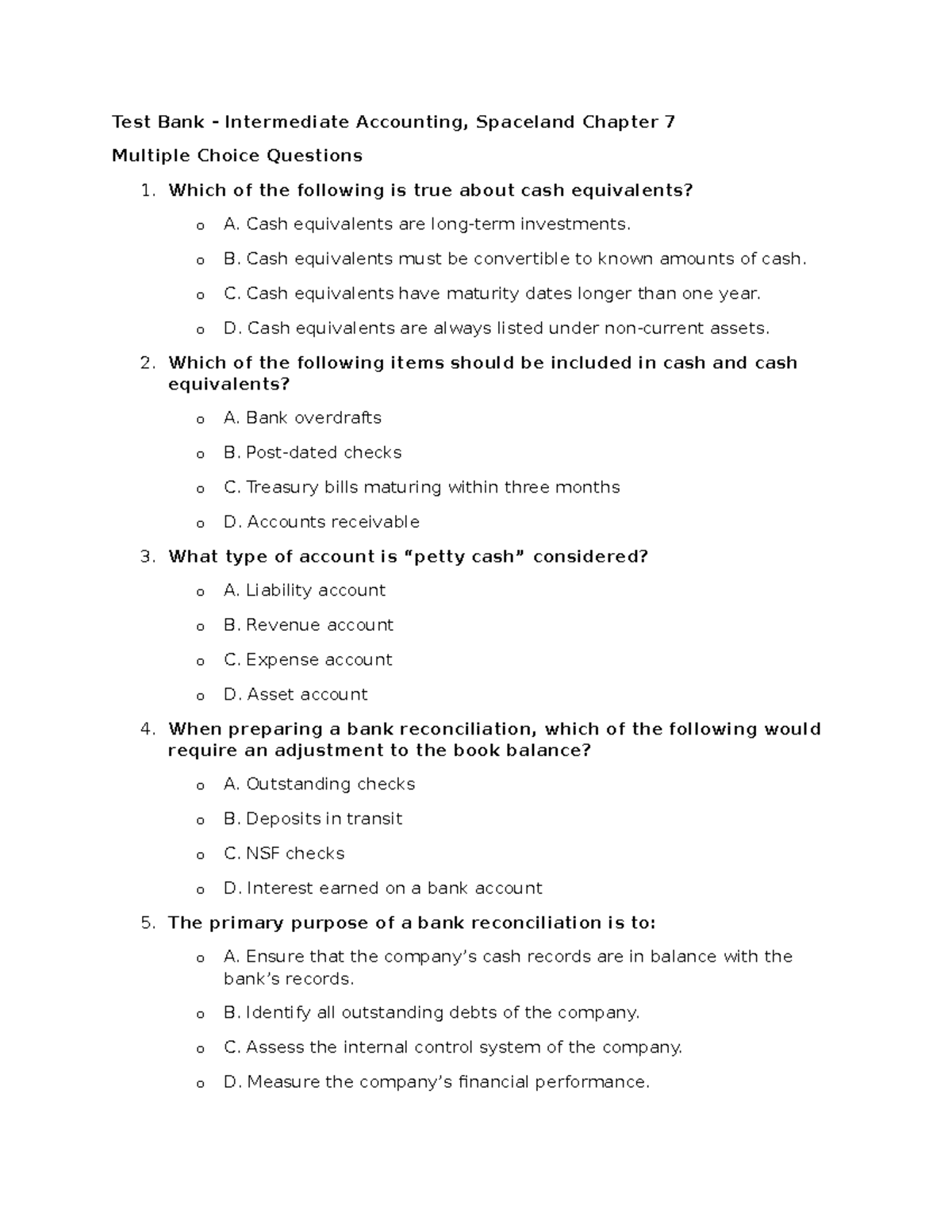Test ch7 - ccc - Test Bank - Intermediate Accounting, Spaceland Chapter ...