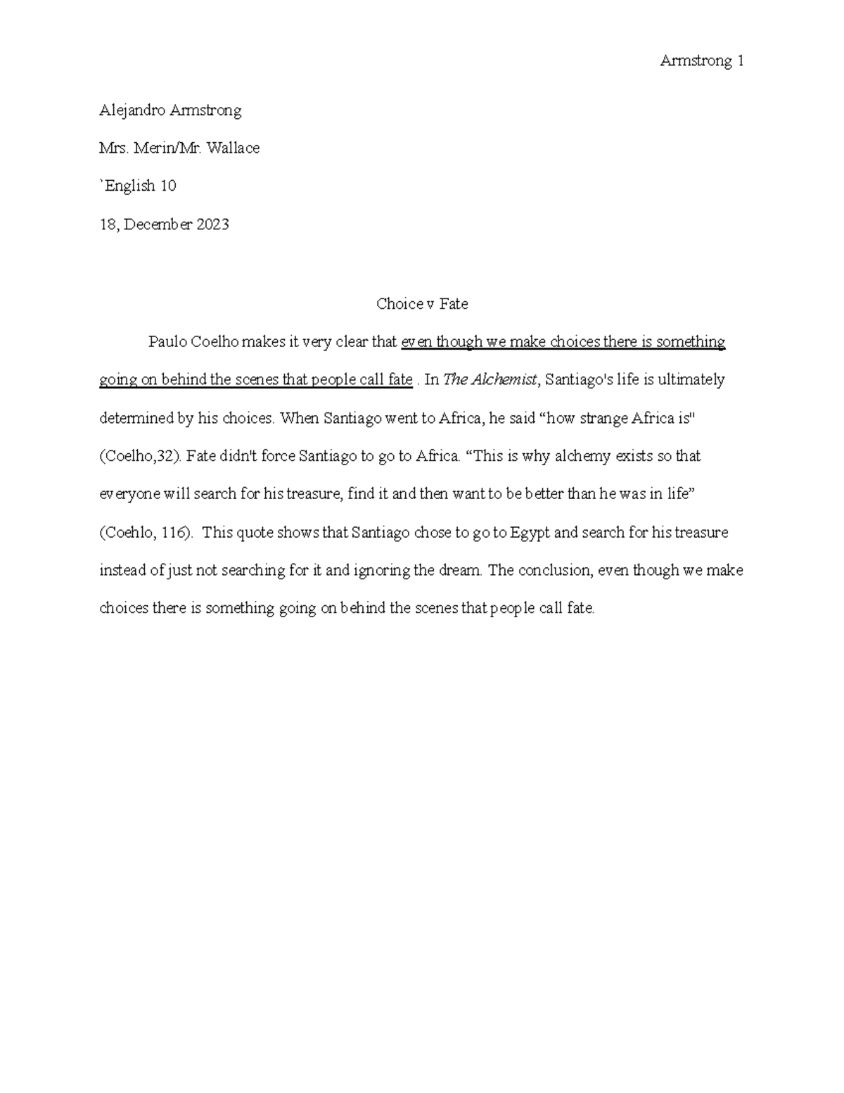 Copy of Tbear 1 - Armstrong 1 Alejandro Armstrong Mrs. Merin/Mr ...