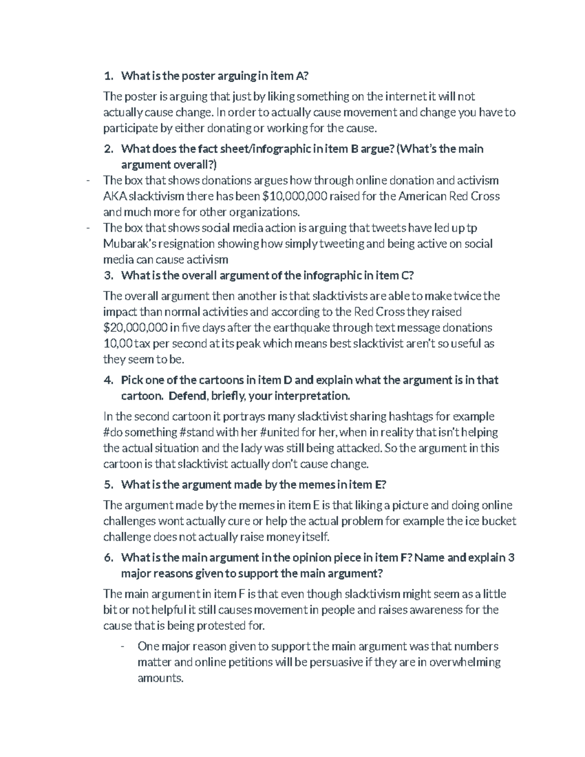 Mod. 3 Slacktivism (Assignment) - What is the poster arguing in item A ...