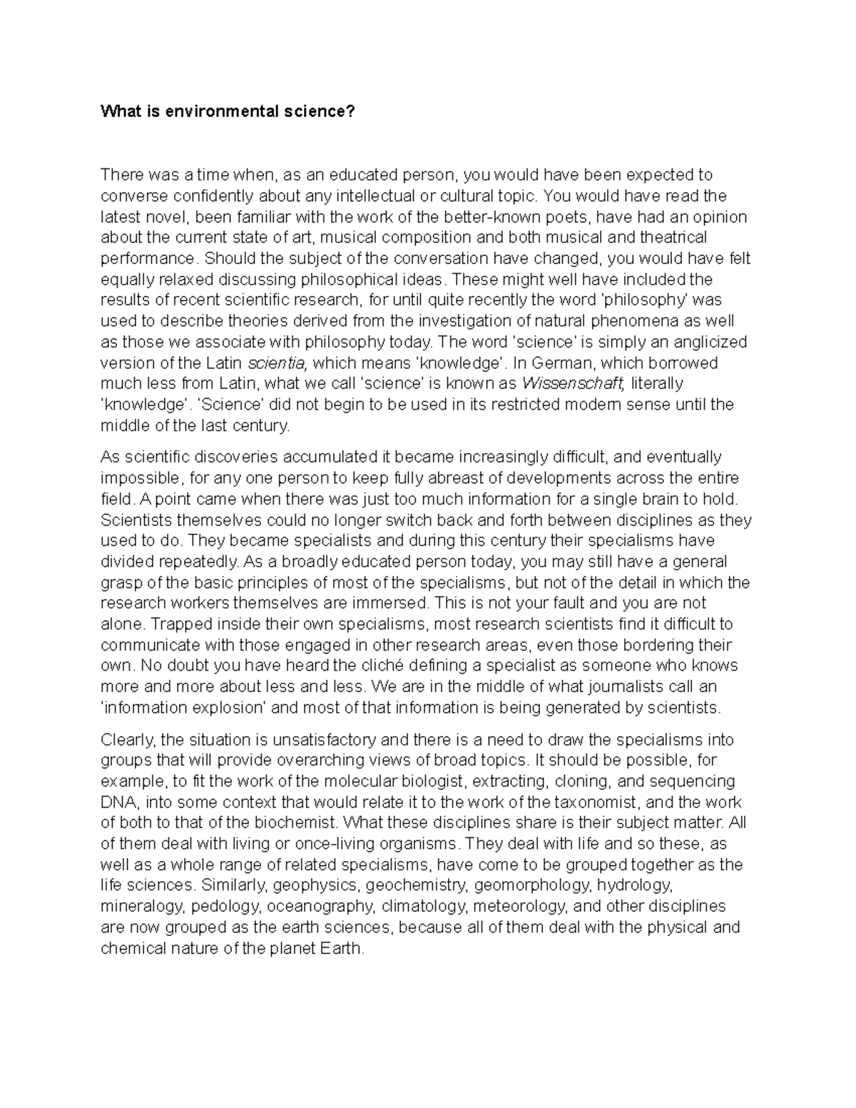 Introduction in Environmental Science - What is environmental science ...