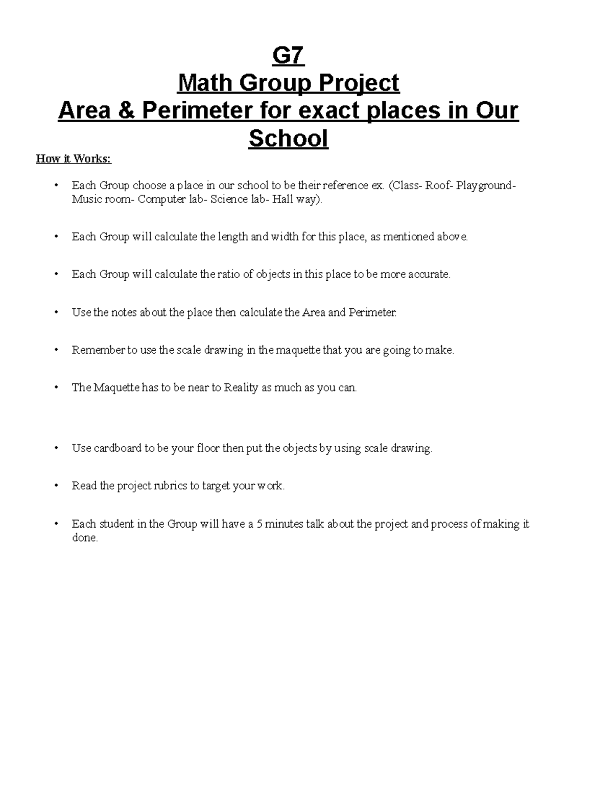 Project-rubric - Important - G Math Group Project Area & Perimeter for ...