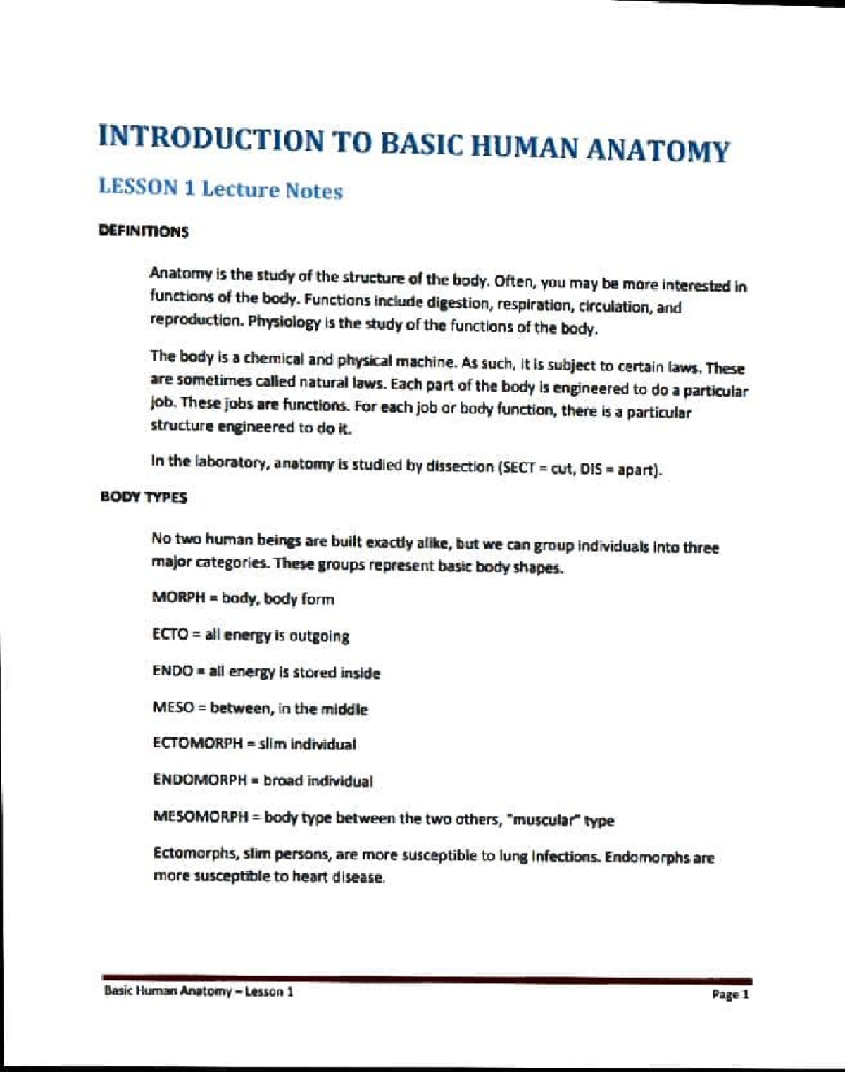Introduction to basic human anatomy - INTRODUCTION TO BASIC HUMAN ...