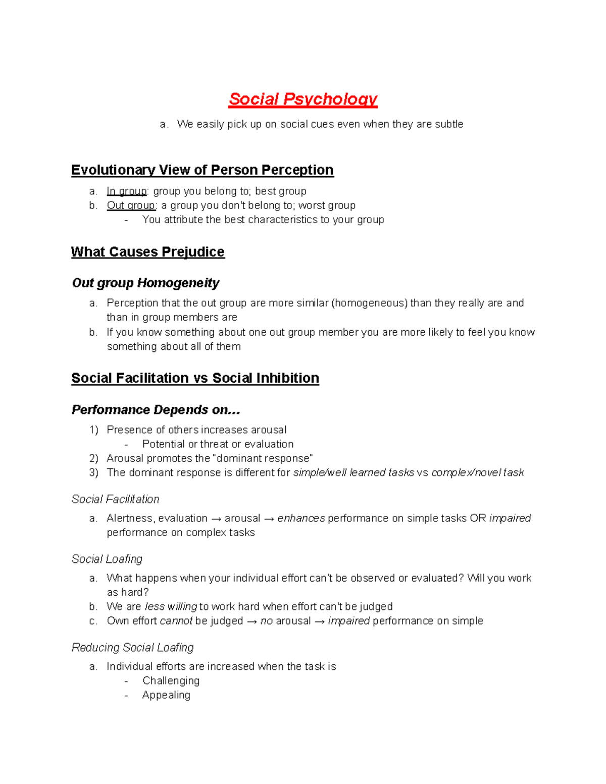 PSY 001 Exam 4 Notes - Social Psychology, prejudice, norms and roles ...
