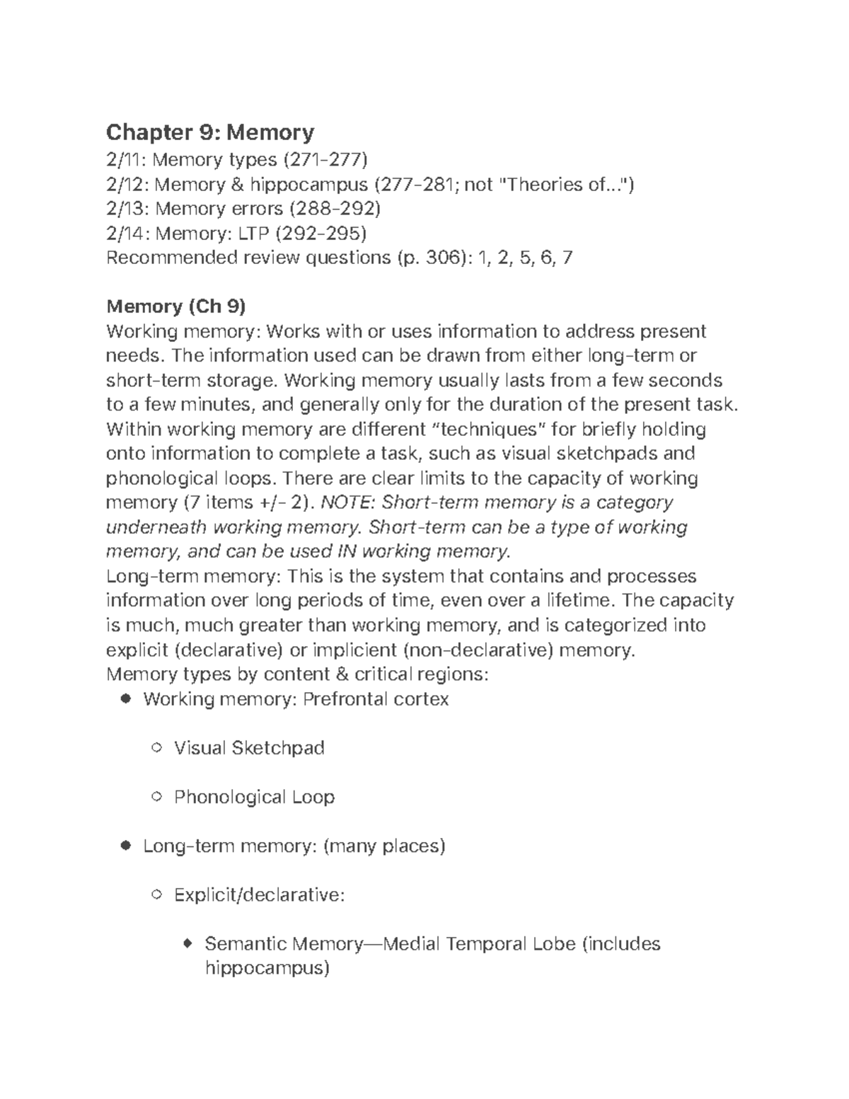 Chapter 9: Memory - Lauren Graham - Chapter 9: Memory 2/11: Memory ...