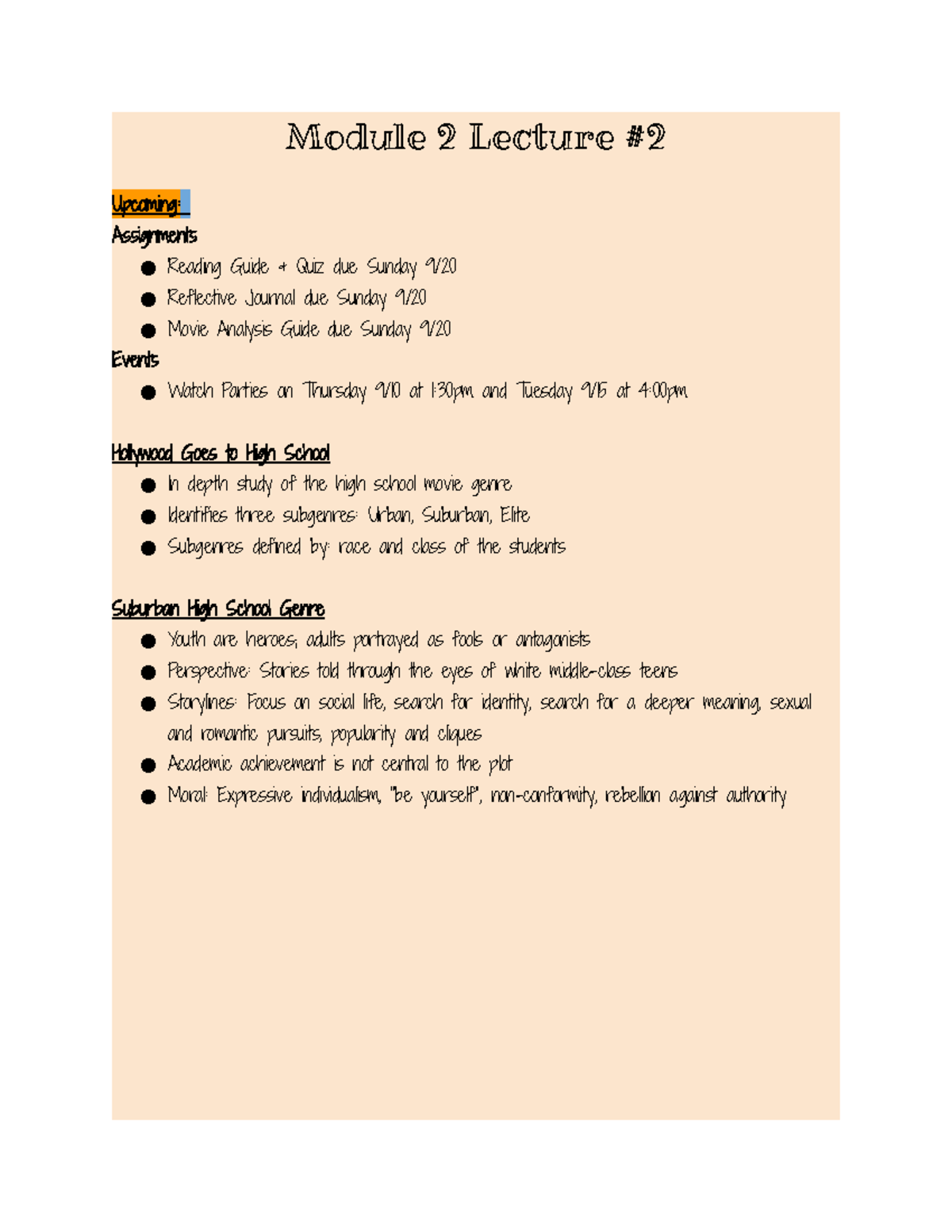 Module 2 Lecture #2 Notes - Module 2 Lecture #2 Up coming: Assignments ...