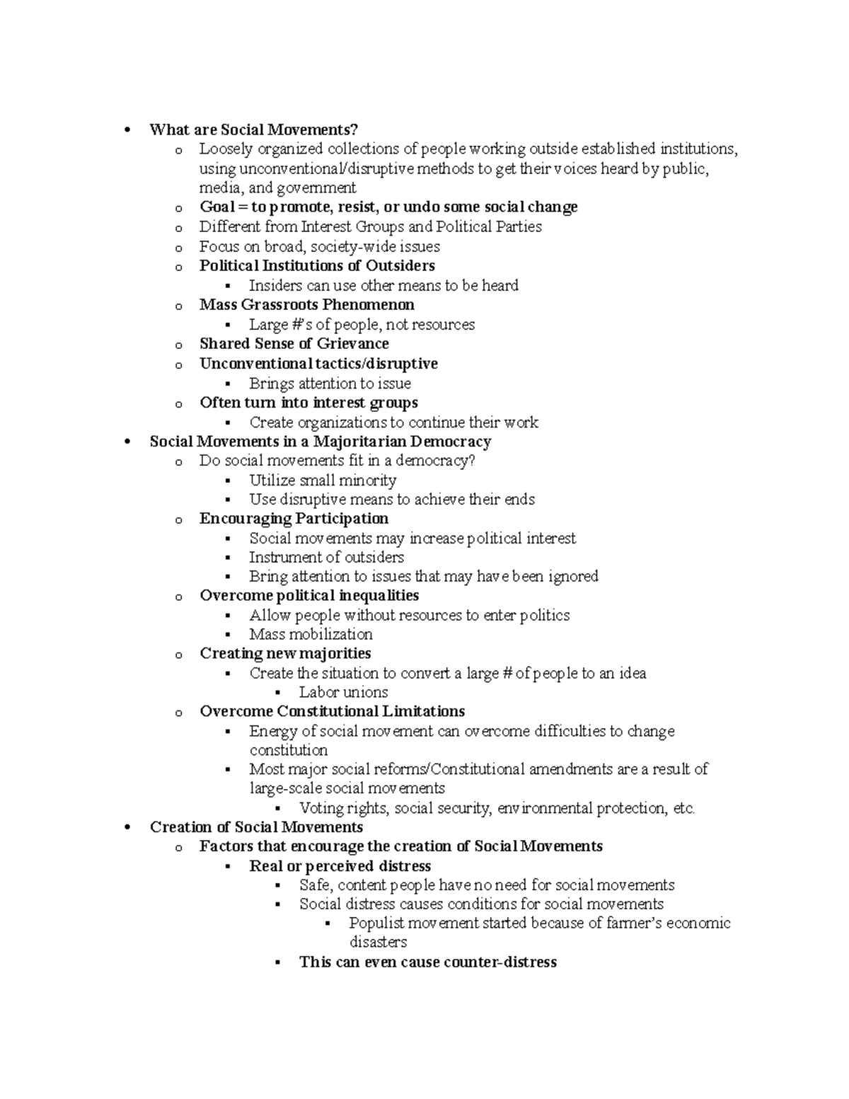 Module 3 - Lecture notes 3 - What are Social Movements? o Loosely ...