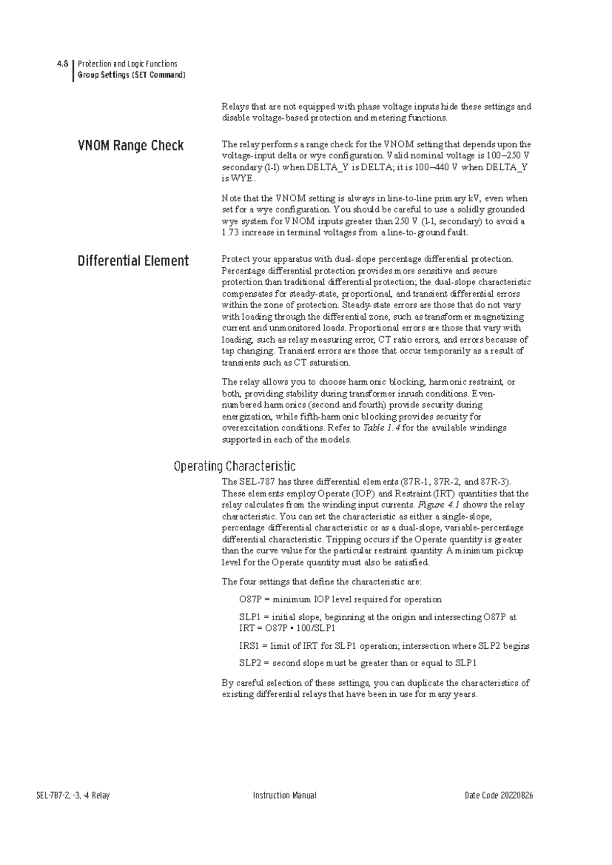 Seting Trafo SEL-787 - SEL - SEL-787-2, -3, -4 Relay Instruction Manual ...