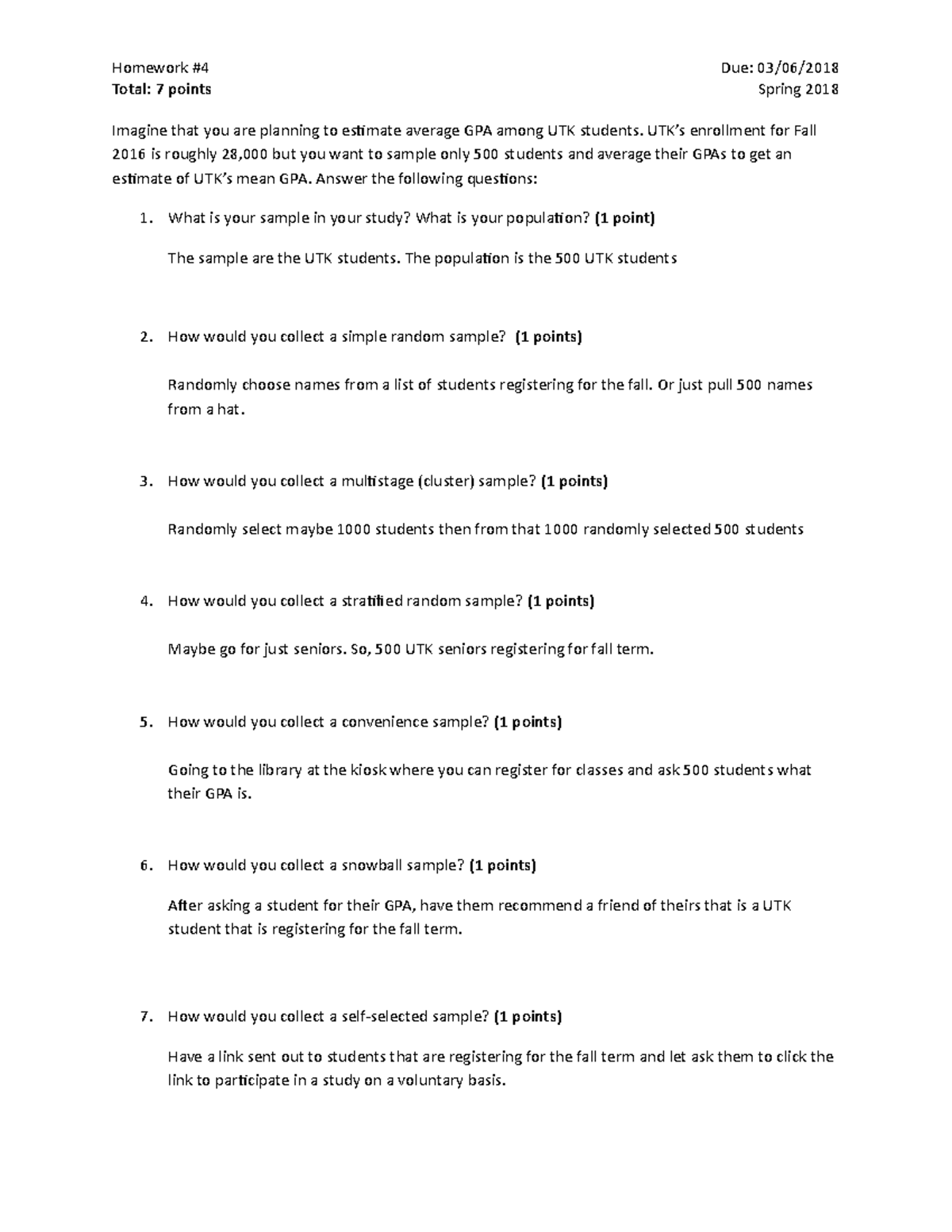 Homework 4: Sample Studies - Homework #4 Due: 03/06/ Total: 7 points ...