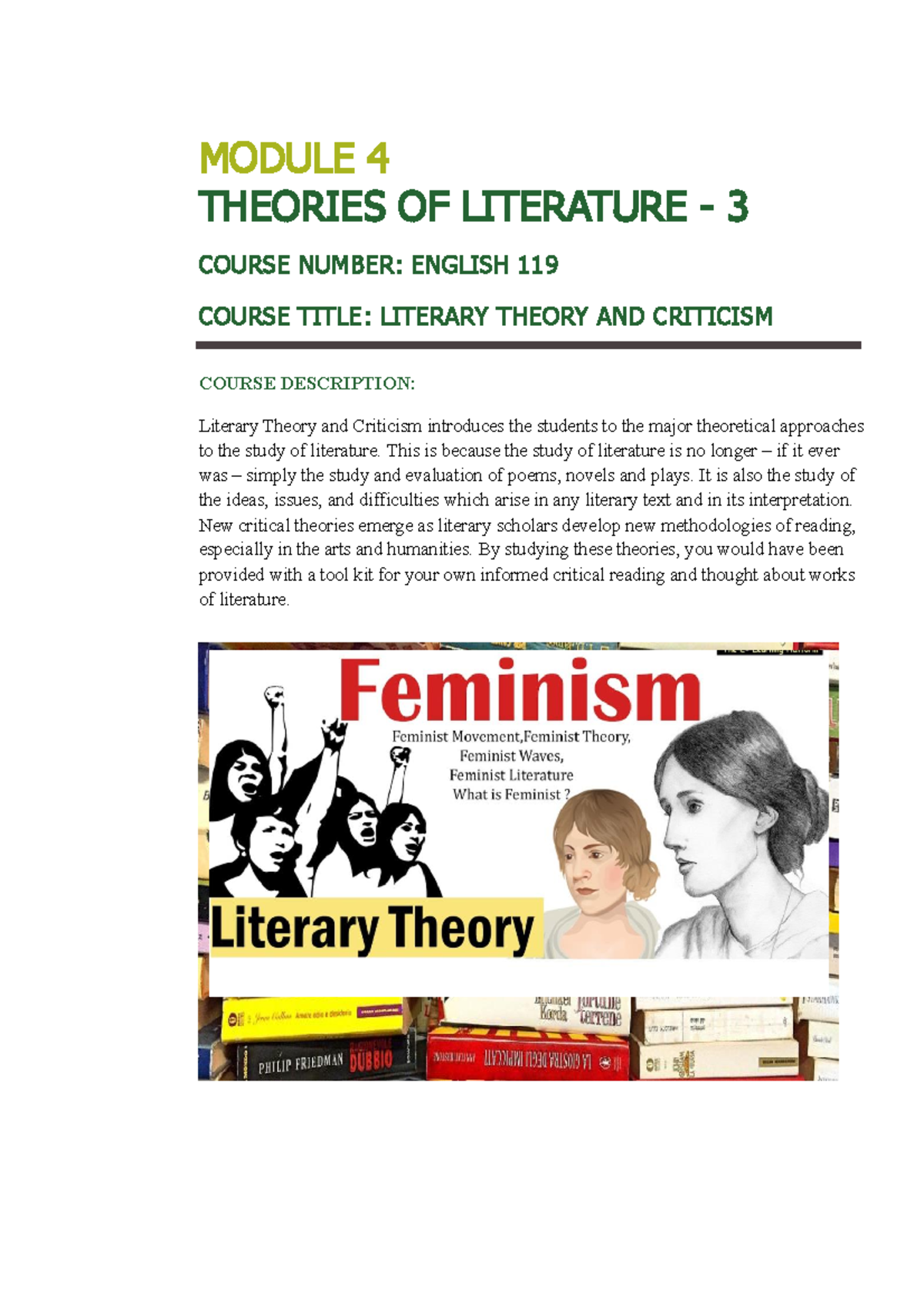Module 4 Literary Theories 3 - the ideas, issues, and difficulties ...