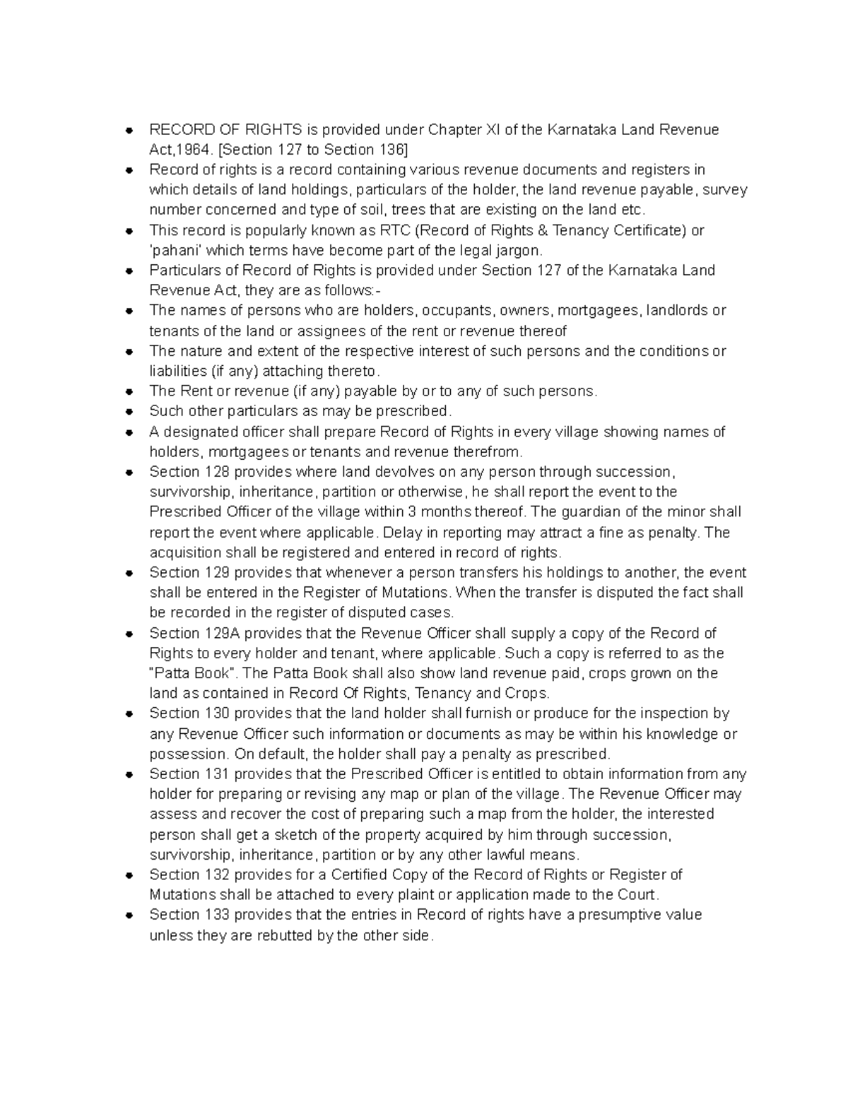 Land Law - Question alongwith answers of Land Law. - RECORD OF RIGHTS ...