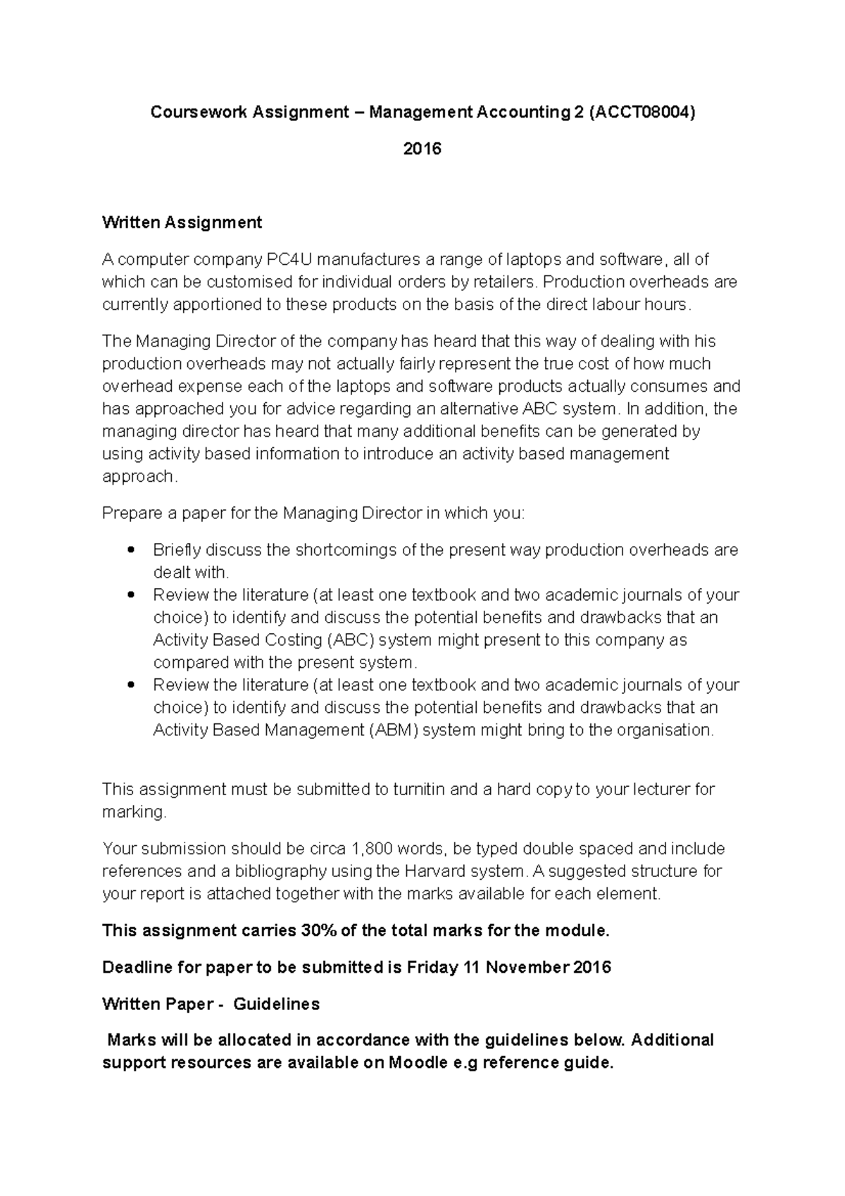 Coursework Assignment Man Ac 2 2016 - Coursework Assignment ...