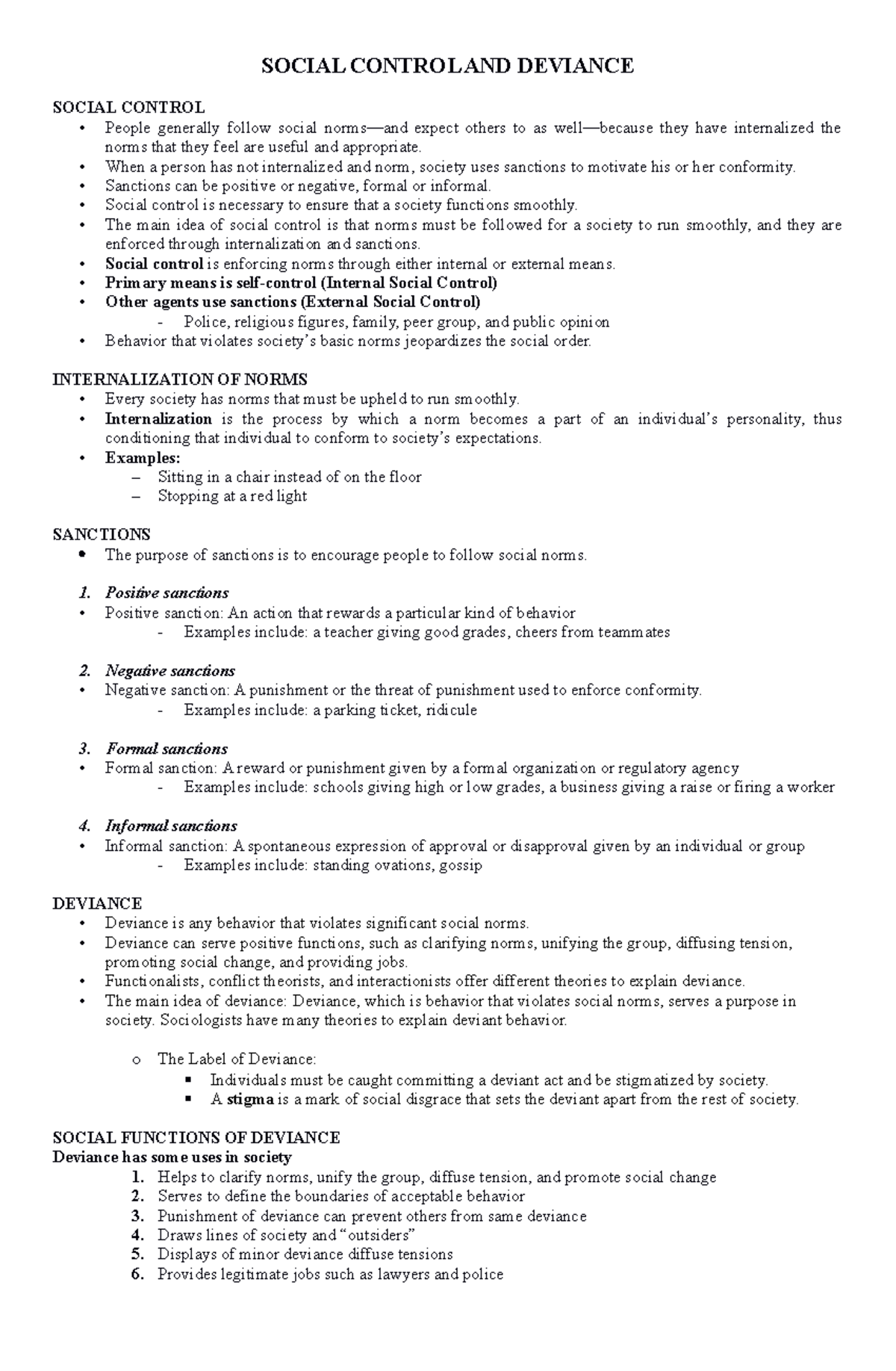 Deviance and Social Control - SOCIAL CONTROL AND DEVIANCE SOCIAL ...