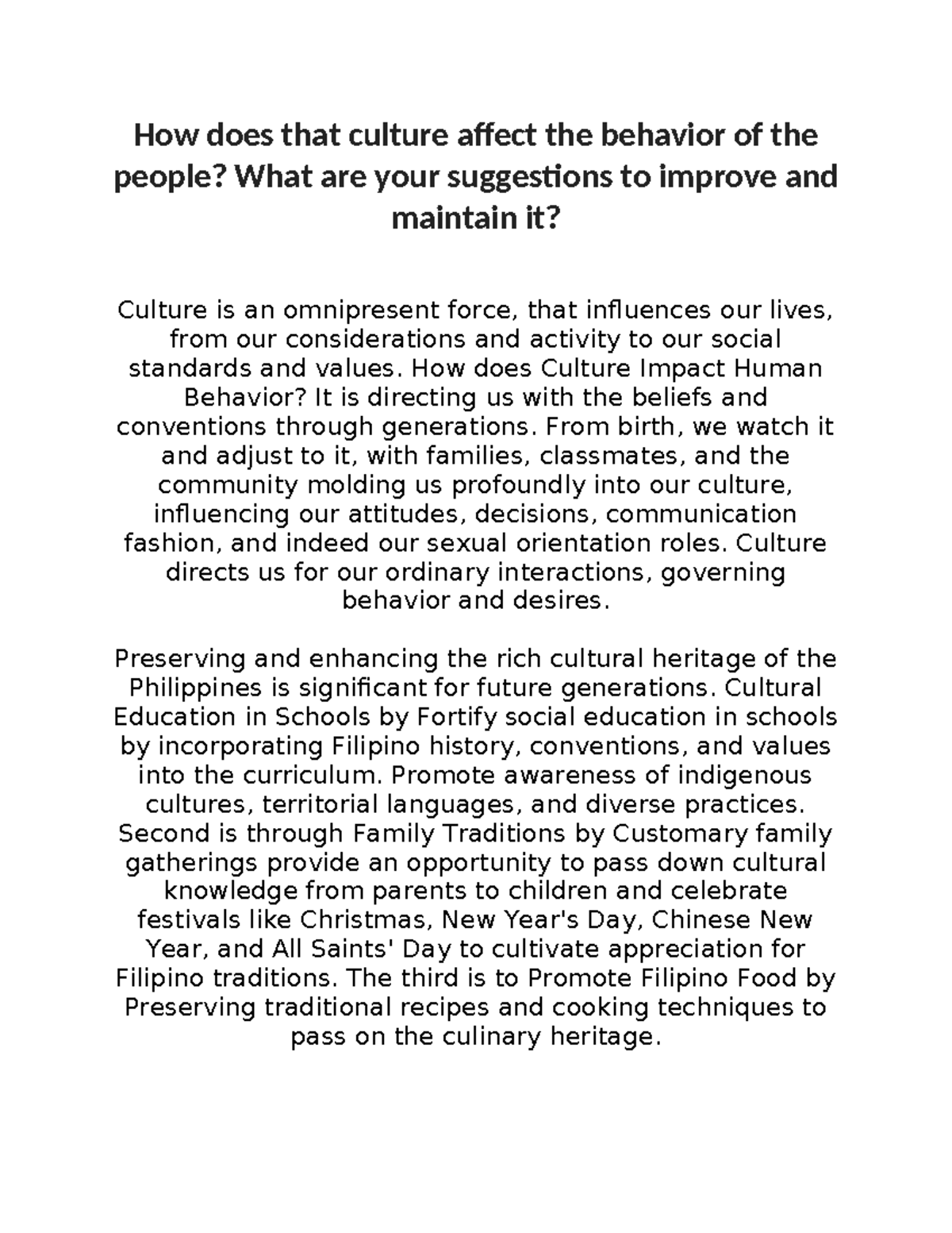 02 Activity 1 - TWSRETDRTRT - How does that culture affect the behavior ...