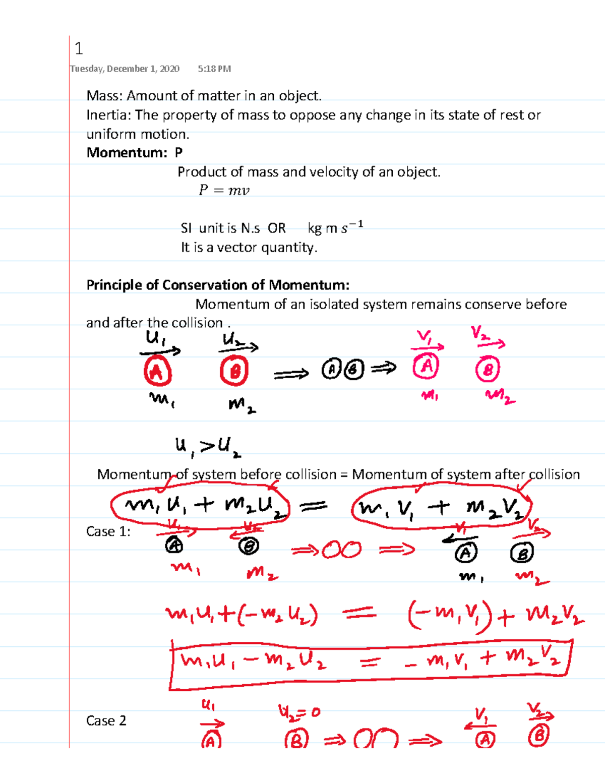 3 Dynamics - momentum of physics alevels notes - 1 Tuesday, December 1 ...