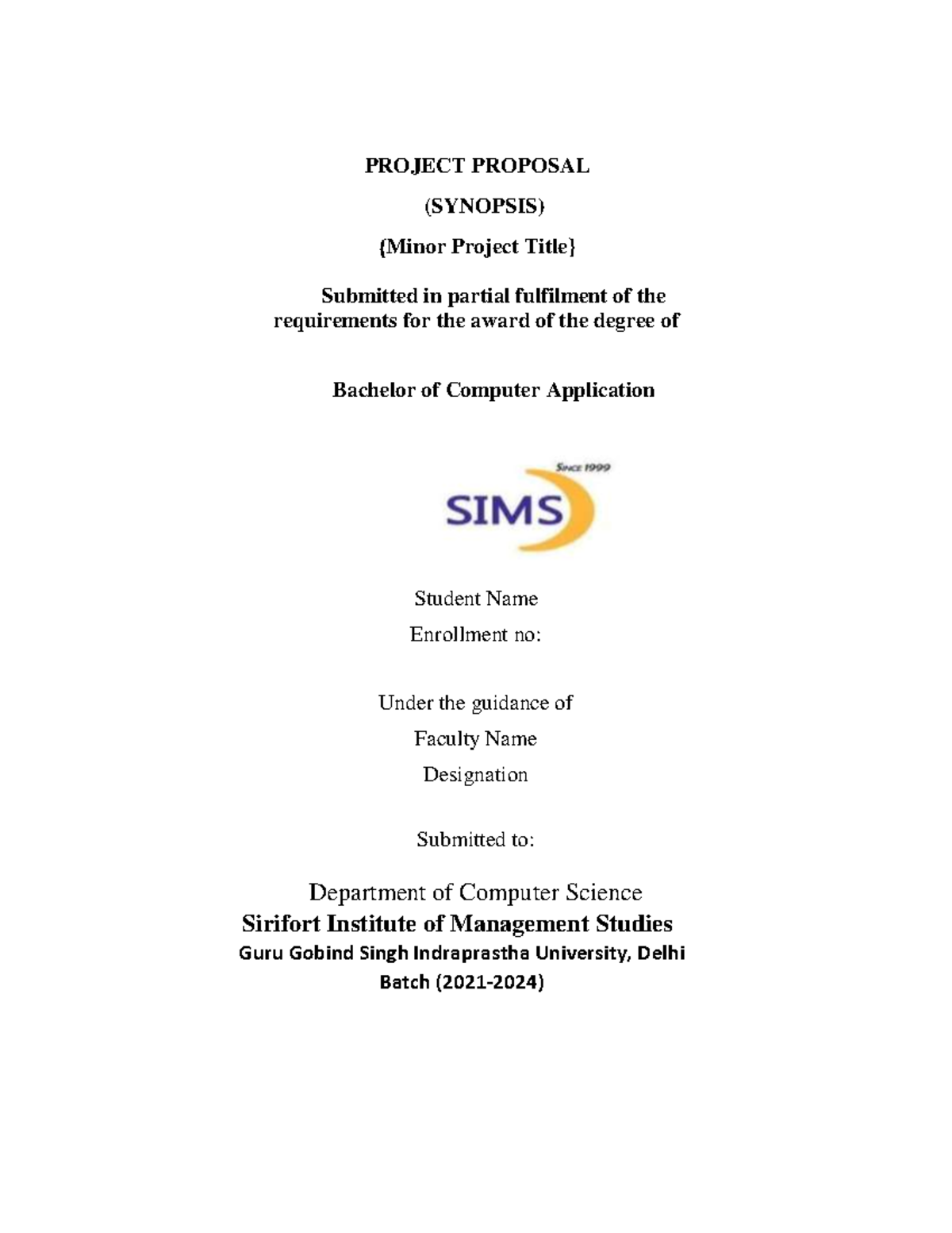 Synopsis Format - Submitted in partial fulfilment of the requirements ...