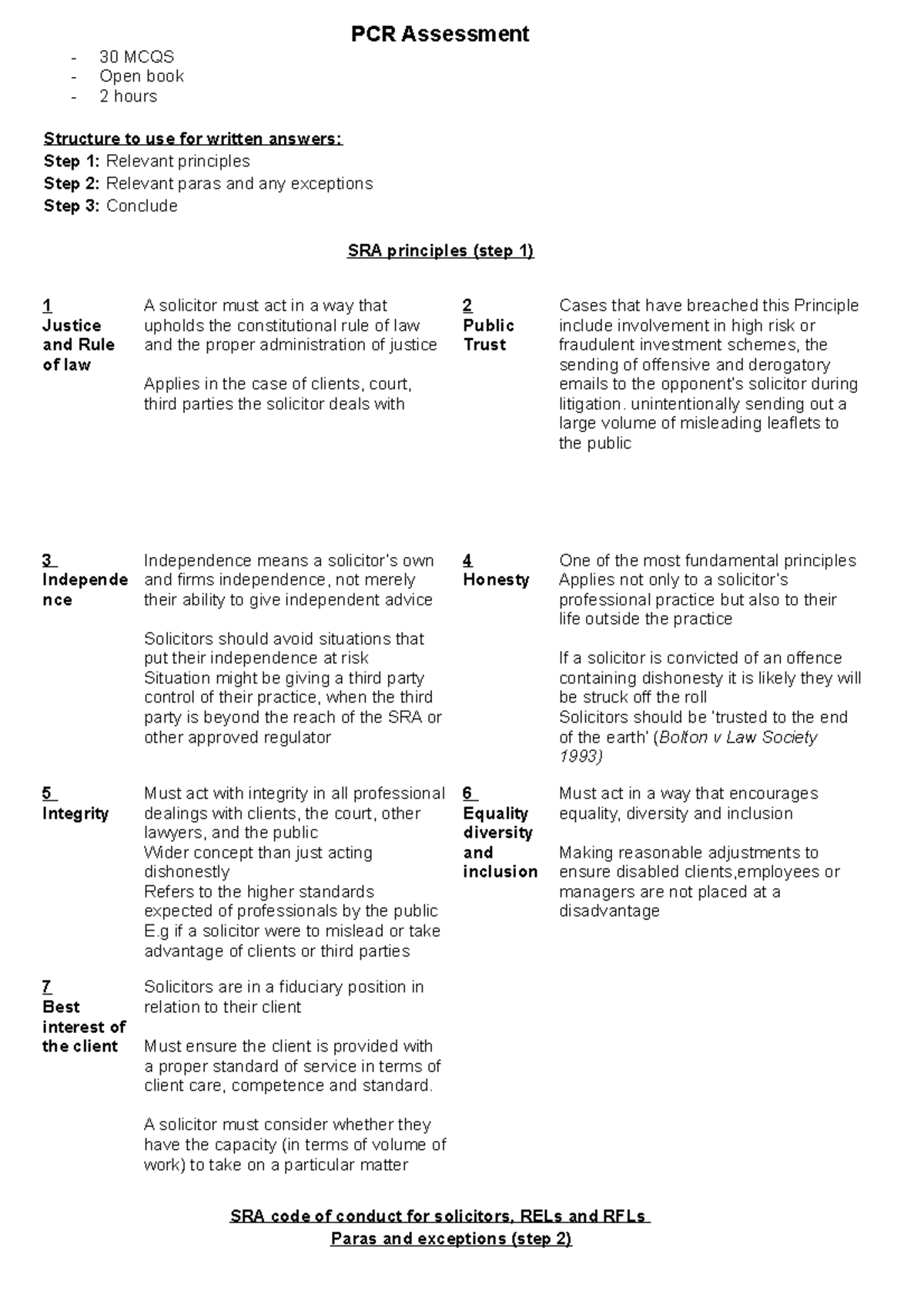 PCR consolidation - PCR Assessment - 30 MCQS Open book 2 hours ...