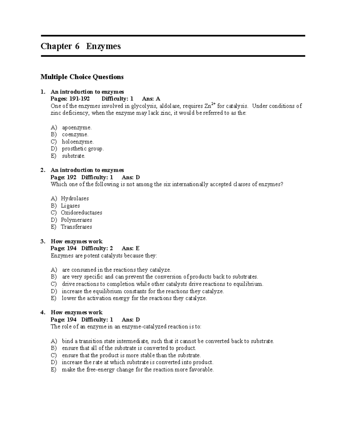Ch06 - biochemistry - Multiple Choice Questions 1. An introduction to ...