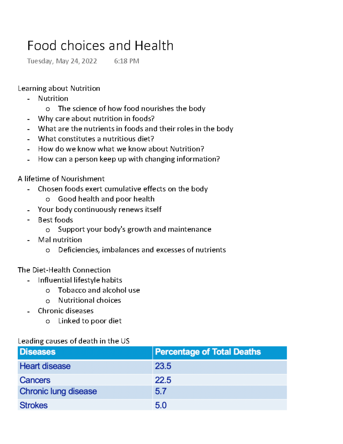 Food choices and Health - Learning about Nutrition Nutrition ï The ...