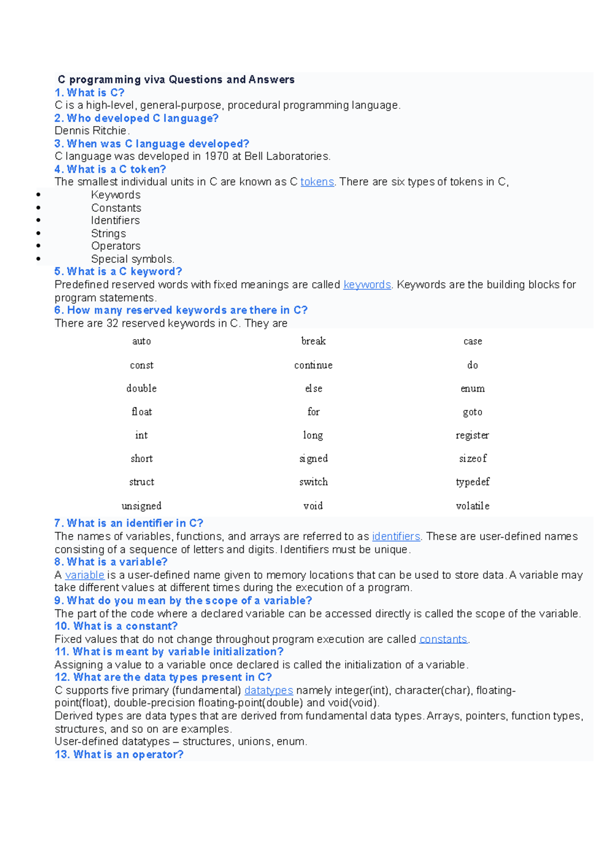 C Program Viva1 C Programming Viva Questions And Answers What Is C C c-program-viva1-c-programming-viva-questions-and-answers-what-is-c-c