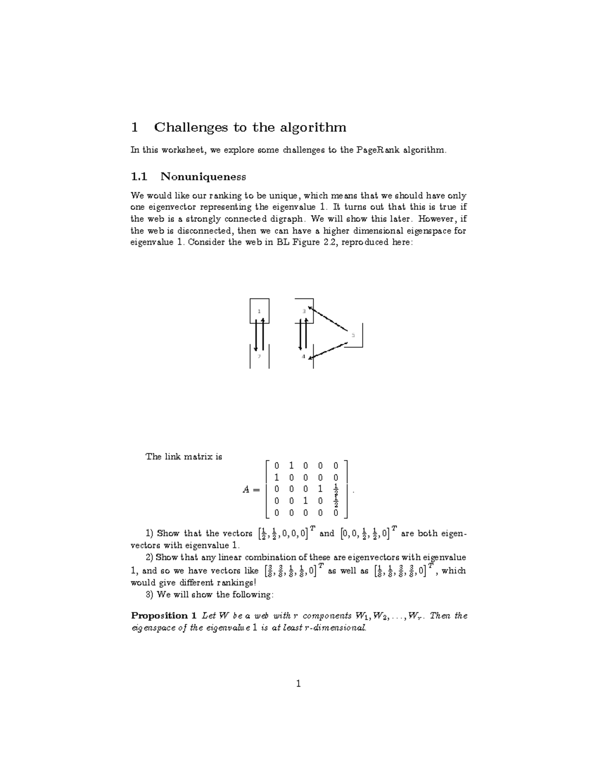 Worksheet on challenges to the pagerank algorithm - 1 Challenges to the ...