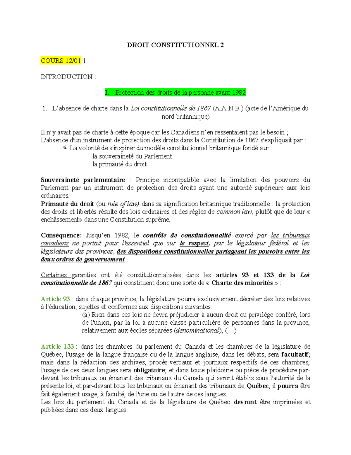 Cours constit 2 - Mr Vaillère - DROIT CONSTITUTIONNEL 2 COURS 12/01 1 ...