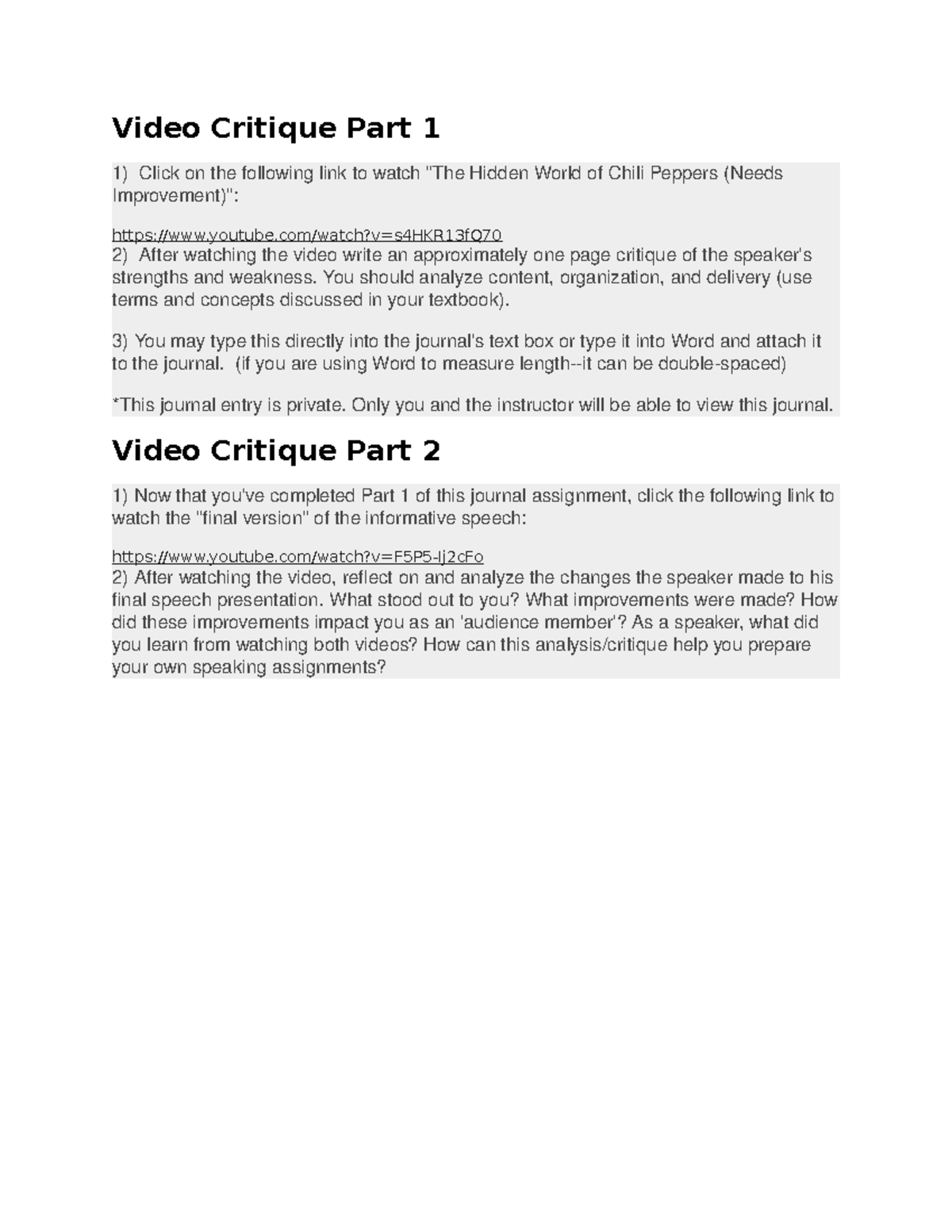 Video Critique Part 1 &2 - Video Critique Part 1 - Studocu