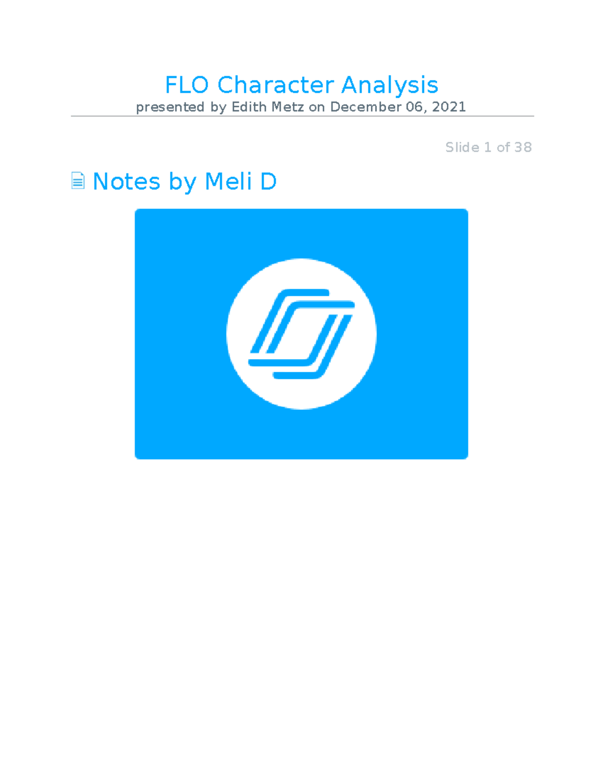 FLO Character Analysis Notes by Meli D - FLO Character Analysis ...