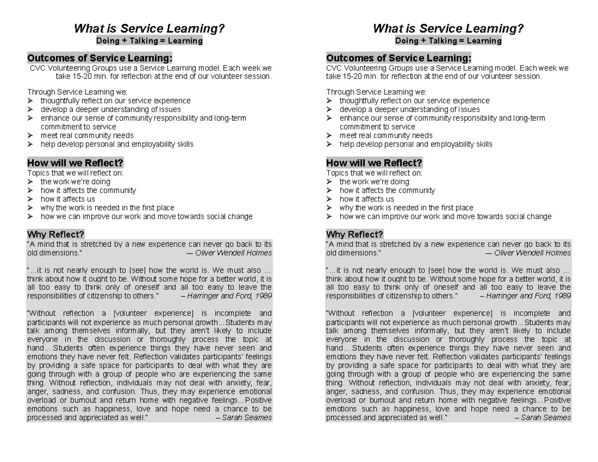 Servicelearning - N/A - What is Service Learning? Doing + Talking ...