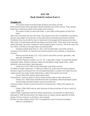 EAS 100 Lab Quiz 2 Study Guide - EAS 100 Study Guide for Lab Quiz 2 Lab 3: - Be able to identify ...