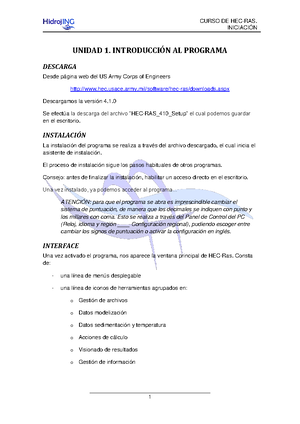 HEC-Ras 1 Iniciación 5 - hec-ras - INICIACIÓN UNIDAD 5. PRESENTACIÓN DE ...