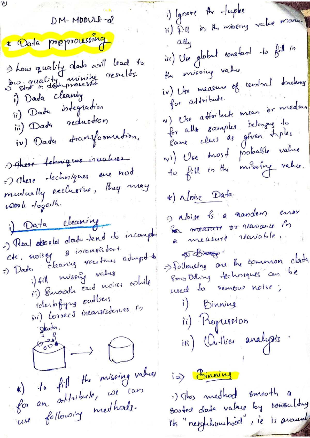 Dm mod 2 - This is the elective in 8th semester subject called data mining. This document - Studocu
