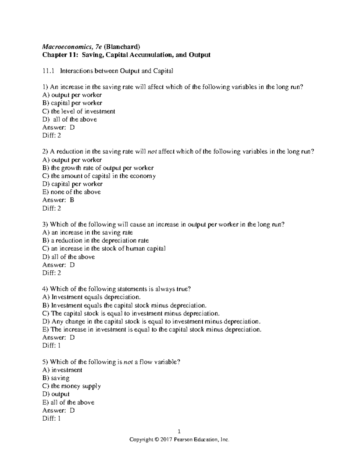 Chapter 11 Blanchard Macroeconomics 7th Test Bank 1 Macroeconomics