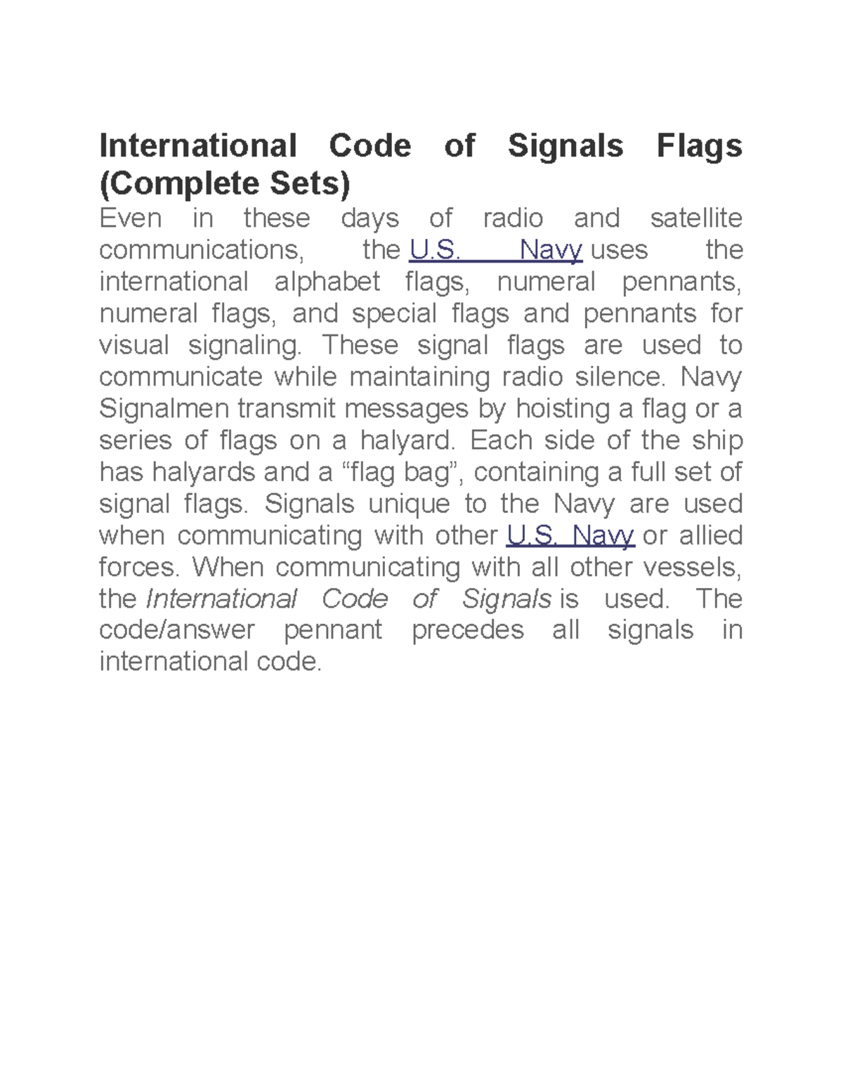 International Code of Signals Flags - International Code of Signals ...