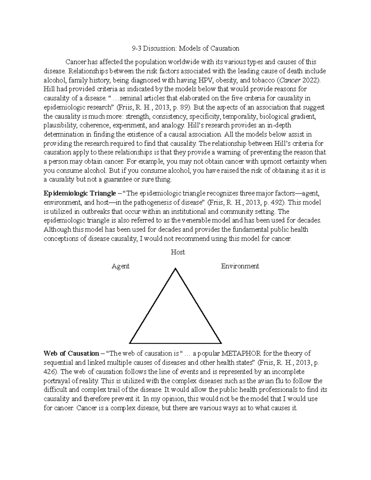 9-3 Discussion Models of Causation - 9-3 Discussion: Models of ...
