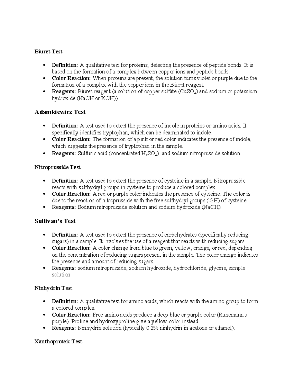 color reactions of proteins and amino acid - Biuret Test Definition: A ...