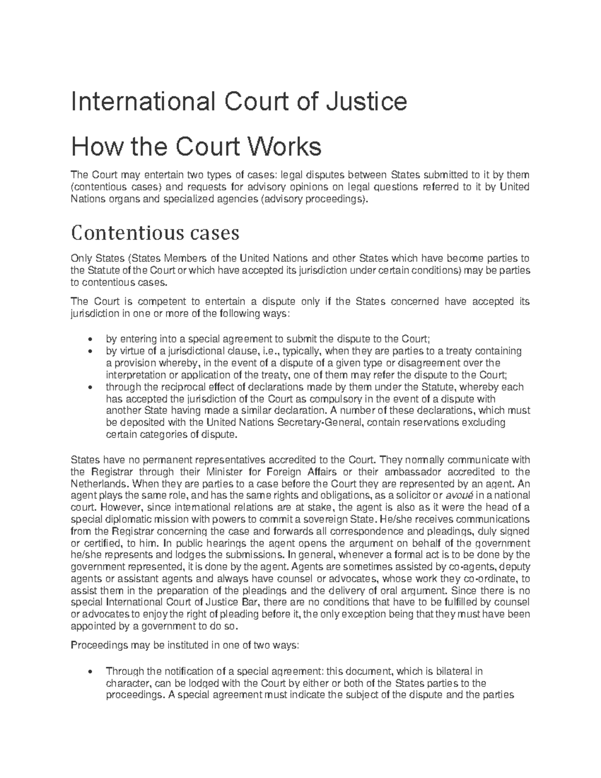 International Court of Justice notes - International Court of Justice ...