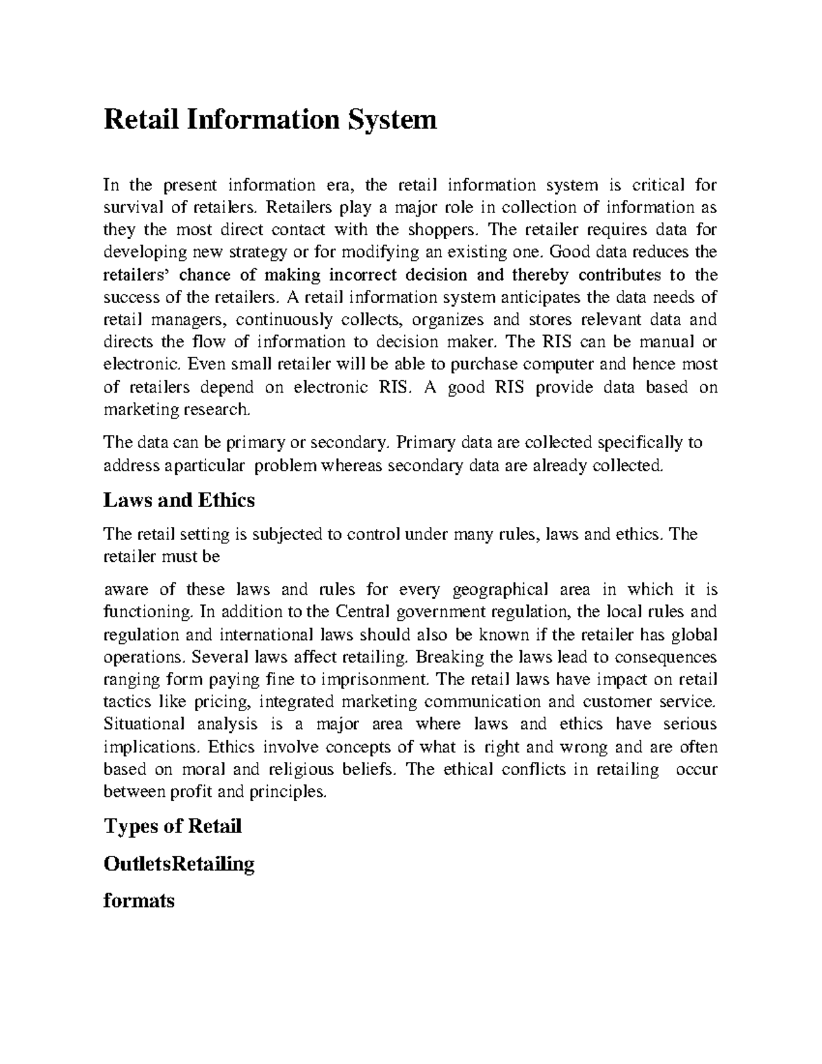 Retail Information System - Retailers play a major role in collection ...