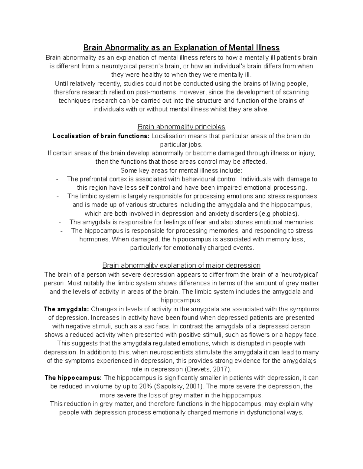 Issues in Mental Health - The Medical Model - Brain Abnormality ...