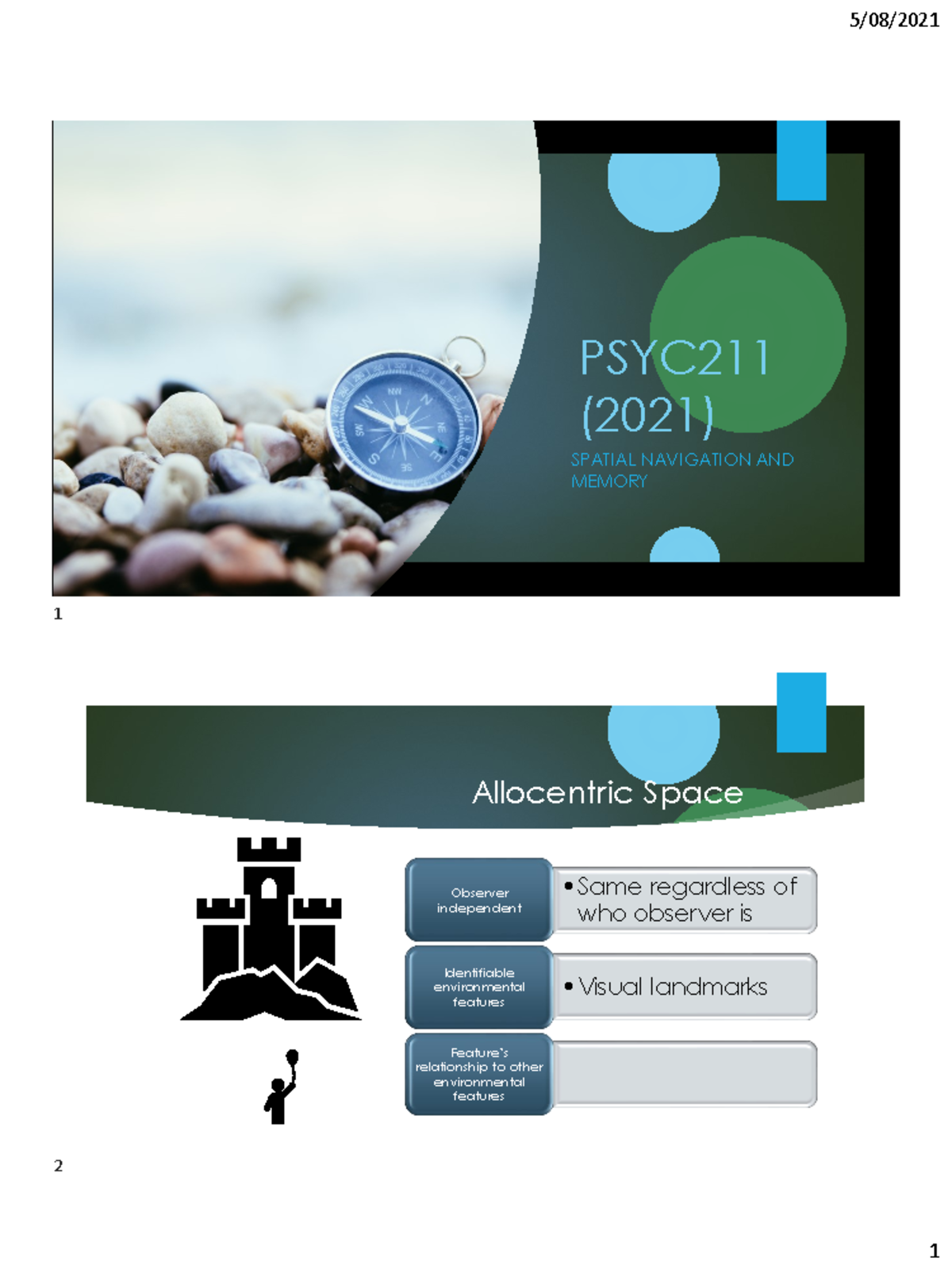 Lab 4 Spatial Navigation 2021 (V1) BB slides - Brain and Cognition ...