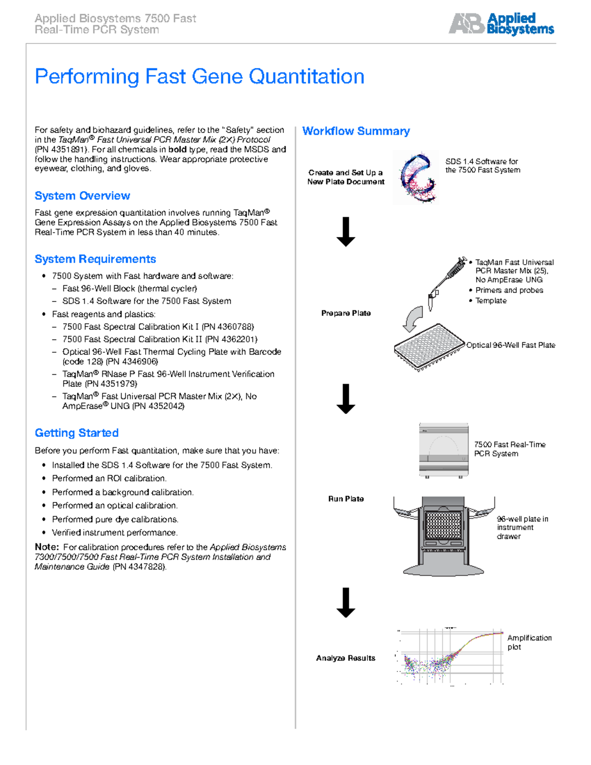 Performing Fast Gene Quantitation - For all chemicals in bold type ...