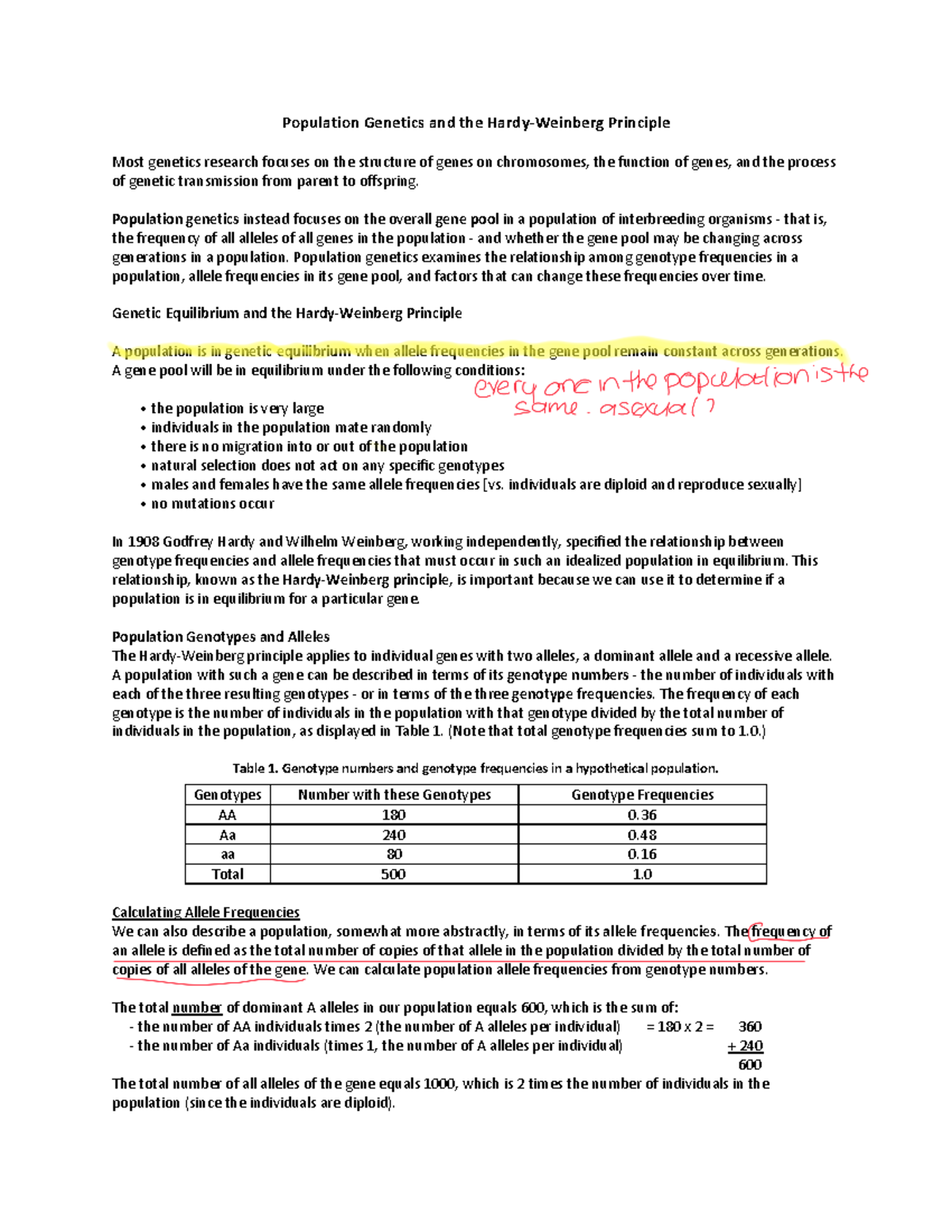 Lab+11+handout+HW+pop+genetics - Studocu