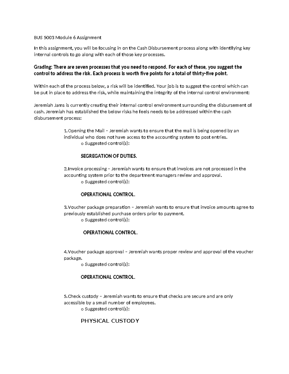 BUS 5003 Module 6 Assignment - BUS 5003 Module 6 Assignment In this ...