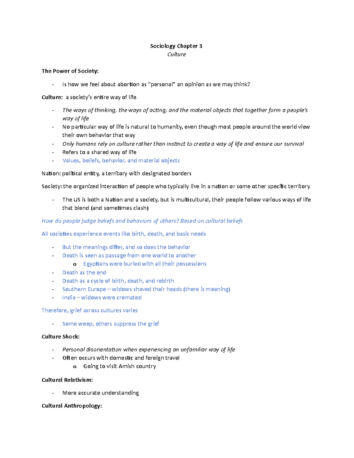 Sociology - Chapter 3 - Culture - Sociology Chapter 3 Culture The Power ...