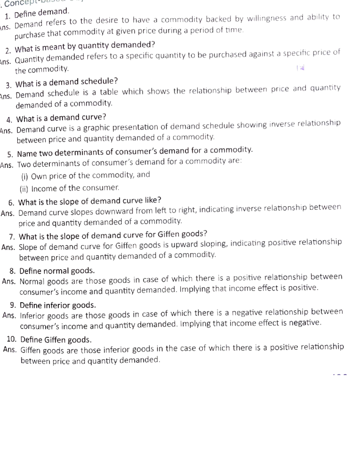 Conceptual question of demand - . Concepl-u Define demand. nc Demand ...