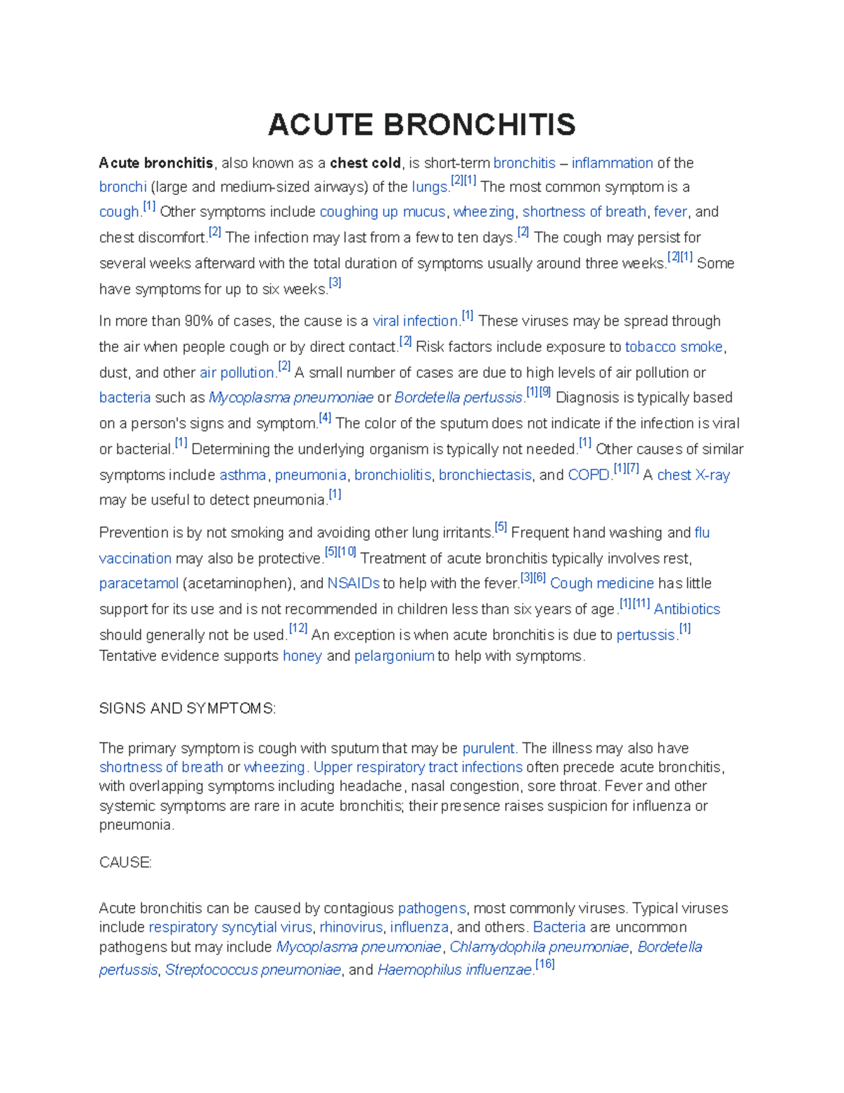 Acute Bronchitis - PHAR1048 - GRE - Studocu