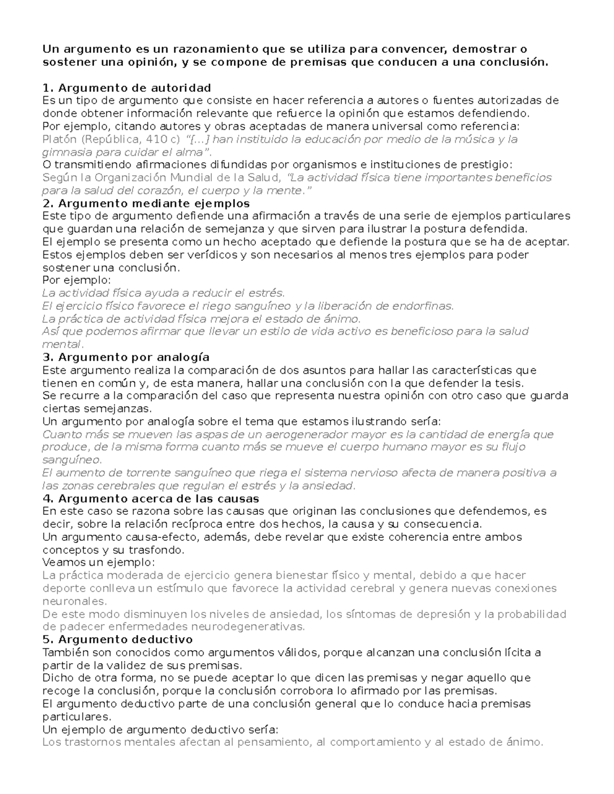 Argumentos tipos y ejemplos - Un argumento es un razonamiento que se ...