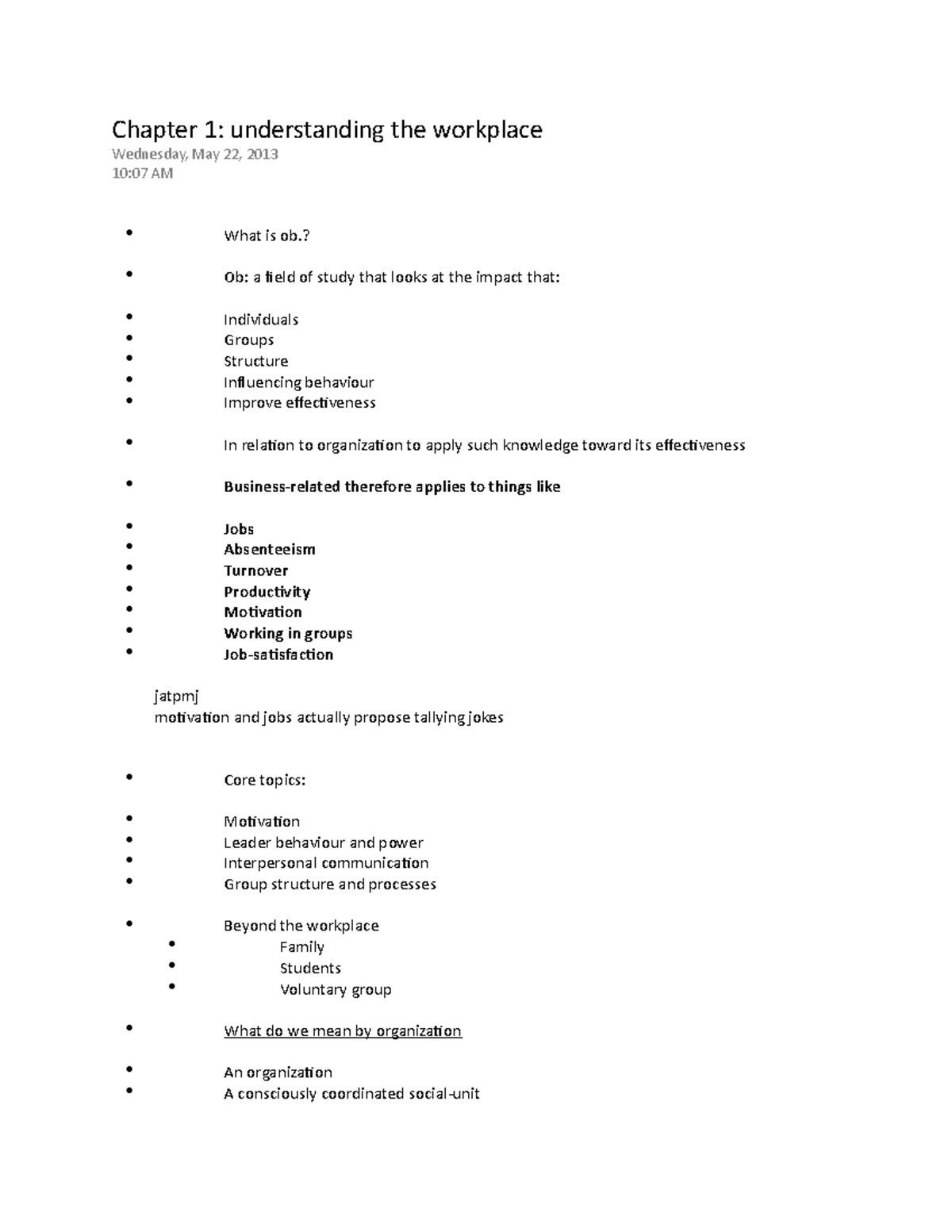Chapter 1 understanding the workplace - Chapter 1: understanding the ...