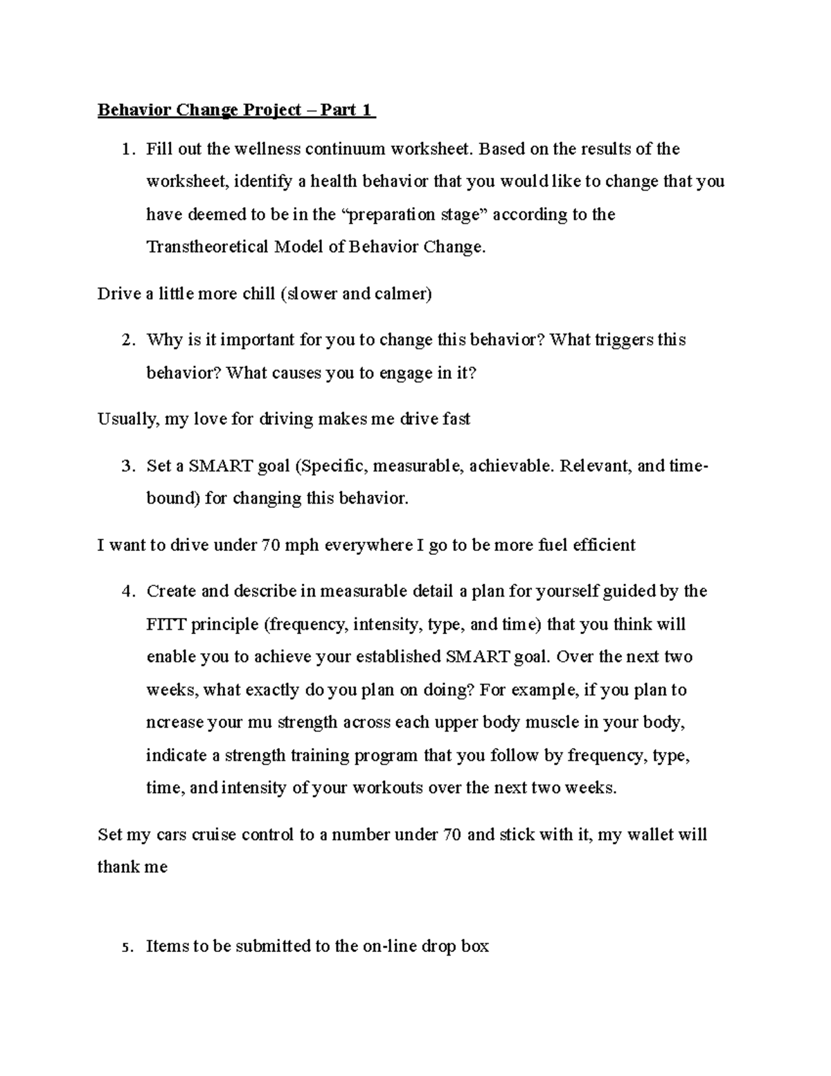 Behavior Change Project Part 1 2021 5 16 22 - Behavior Change Project ...